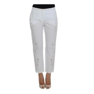 Dolce & Gabbana Femme, Pantalons, Blanc, Taille: 36 FR Pantalon Blanc Découpé Floral