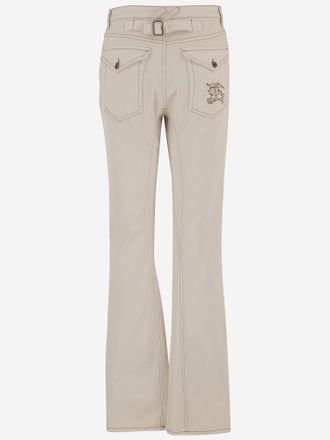 Burberry Womens Cotton Denim Jeans With Logo Beige Trousers
