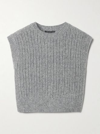 James Perse Pull Sans Manches Raccourci En Cachemire Et Soie Mélangés - Gris