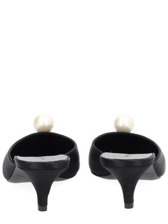Magda Butrym Silk Pearl-Embellished Mule - Black