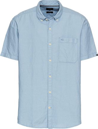 Camel Active Herren Kurzarmhemd aus einem Baumwoll-Leinenmix Hellblau, Menswear-XXL