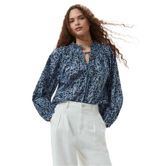 French Connection Bluse f&uuml;r Damen, leger (Blaues Blumenmuster)