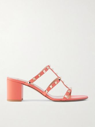 Valentino Garavani Mules En Cuir Rockstud 60 - Orange