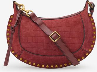 Isabel Marant Sac Oskan Moon En Cuir Velours Effet Croco - - Cerise - Isabel Marant