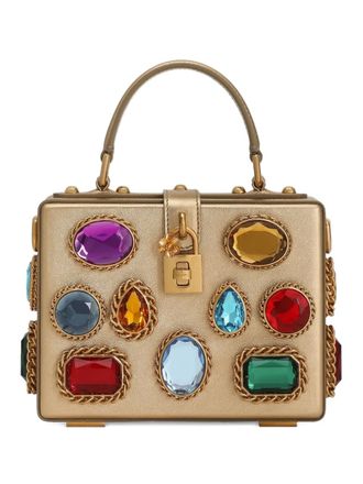Dolce & Gabbana Box-Tote Bag mit Schmucksteinen - Gold