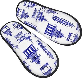 Generic Pantoufles DH&ocirc;tel Pagodes Chinoises &Agrave; LEncre Vintage Unisexe Accueil Pantoufles Peluche Chaussons Pour Invit&eacute; Spa H&ocirc;tel L