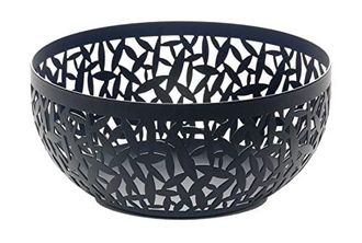 Alessi Corbeille à fruits Cactus MSA04/21 B Design, perforée, en acier, revêtue dépoxy, noire, 21 x 9,5 cm, Noir