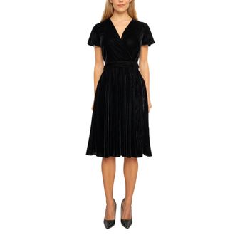 Ralph Lauren Robe midi portefeuille en velours Karla - Femme - Robes - Noir - Taille: 38 FR