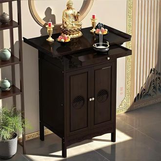 Generic Kleiner Altartisch, pers&ouml;nlicher Schreinaltar - Chinesischer Buddha-Nischenschrank aus Bambus mit Schublade und Stauraum, platzsparender Altarst&auml;nder 