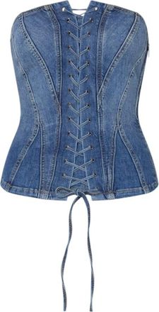 Liu Jo Femme, Tops, Bleu, Taille: 38 FR Bustier Denim Stretch Top Elodie