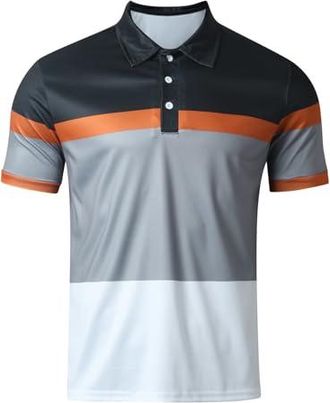 Generic Polo Homme &Eacute;t&eacute; Ray&eacute; Imprim&eacute; Manches Courtes Tops Casual T-shirt V&ecirc;tements Hommes, beige, 3XL