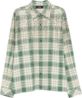Amiri Crystal Oversized Western Flannel - - Shirts - Herren - Gr&uuml;n - M