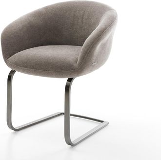 DELIFE Freischwinger Vinka-Flex mit Armlehnen Strukturstoff Soft Taupe Freischwinger flach Graphit Taschenfederkern, Esszimmerst&uuml;hle