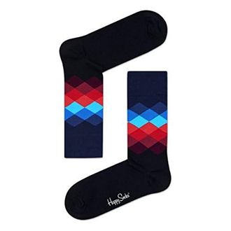 Happy Socks Herren Faded Diamond Socken, Blau (Multi Dunkel Blau 069), 41-46 EU