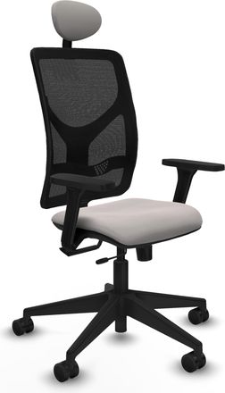 Piqueras y Crespo Wei&szlig;er Stuhl aus PC mit 3D-Armlehnen, h&ouml;henverstellbarer Lendenwirbelst&uuml;tze und festem Kopfteil, ausgestattet mit Syncro/Traslack und Schneideschaum, 