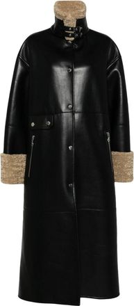Nanushka Mantel mit Faux Shearling - Schwarz