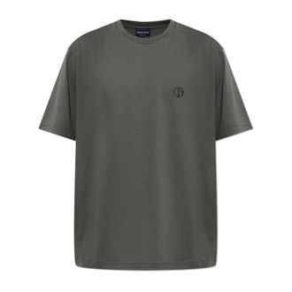Giorgio Armani T-Shirt mit gesticktem Logo - - Tops - Herren - Grau - M