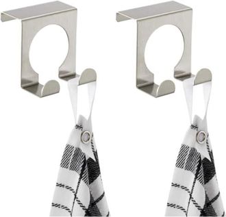 WENKO T&uuml;r-Doppelhaken, Haken f&uuml;r Handtuch und Geschirrsp&uuml;lt&uuml;cher, zum Einh&auml;ngen an Schublade und Schrankt&uuml;r, geeignet f&uuml;r Bad und K&uuml;che, aus rostfreiem Edel