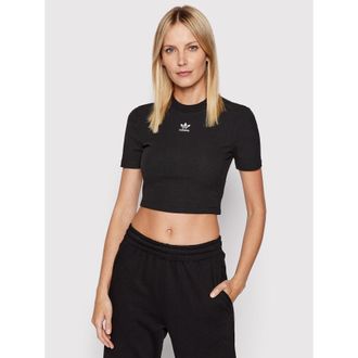 adidas T-Shirt adicolor Essentials Rib Cropped HF3395 Schwarz Regular Fit