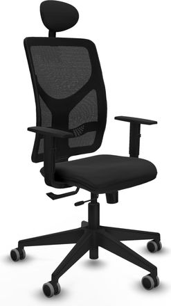 Piqueras y Crespo Gepolsterter Stuhl, schwarz, mit 1D-Armlehnen, h&ouml;henverstellbare Lendenwirbelst&uuml;tze und festes Kopfteil, ausgestattet mit Syncro/Traslack und Schneide