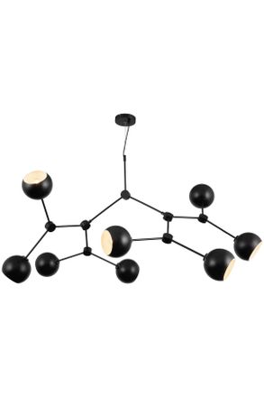 Novel H&auml;ngeleuchte, Schwarz, Metall, Wellen,Wellen, Blume,Blume, 110x159x148 cm, RoHS, ISO 9001, Bsci, CE, h&ouml;henverstellbar, verstellbare Arme, Lampen & Leu