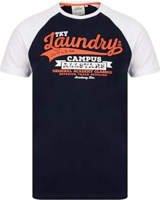 Tokyo Laundry T-shirt &agrave; col rond en jersey de coton &agrave; manches raglan pour homme, Blanc brillant, XL