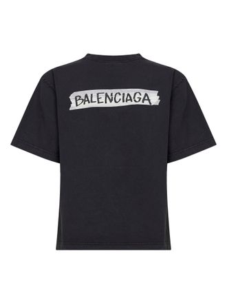 Balenciaga Womens T-Shirt Masking Tape Faded Black Cotton T-Shirts & Jerseys