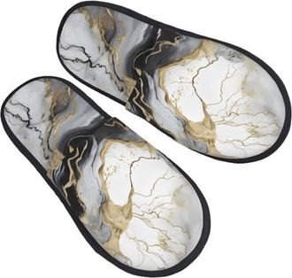 Generic Texture De Marbre Abstrait Gris Unisexe Slippers Chaud Chaussons Antid&eacute;rapantes Pantoufles Pour Hiver Int&eacute;rieur Automne M