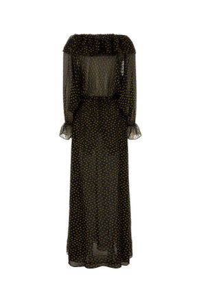 Bode Womens Gown Black Silk Polyester
