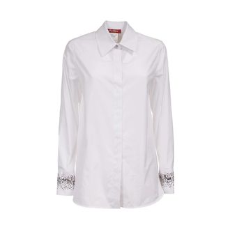 Max Mara Baumwollhemd mit Strassdetails - - Blouses & Shirts - Damen - Wei&szlig; - L