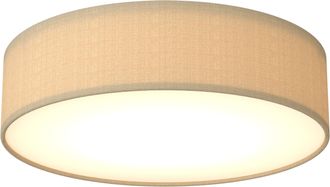 Calex LED Deckenleuchte, 40 cm, Stoffschirm, Taupe, E27-Fassung, Warmwei&szlig;es Licht, Dimmbar, Moderne Runde Deckenlampe