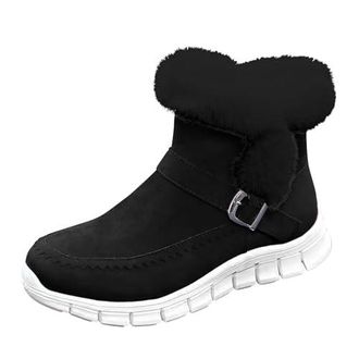 Generic Bottines dhiver pour femme - Chaudes et d&eacute;contract&eacute;es - Couleur unie - Doublure en fausse fourrure - Confortables - Classiques - Antid&eacute;rapantes, Noir,