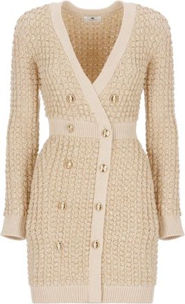 Elisabetta Franchi Femme, Robes, Beige, Taille: 40 FR Robe en maille boucl&eacute;e &agrave; sequins