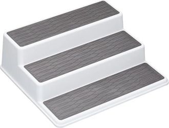 Copco Basics 3-stufiges Gewürzregal für den Innenschrank, rutschfestes Küchenregal, 26 x 23 x 8,5cm, weiß/grau