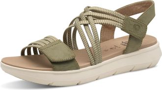 Jana Coshy Damen Sandalen flach mit Klettverschluss Vegan, Grün (Sage), 39 EU
