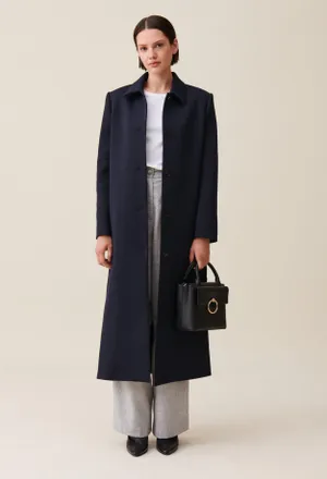 Claudie Pierlot Manteau long coupe droite bleu