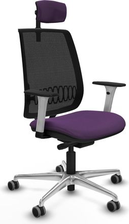 Piqueras y Crespo Ergonomischer Stuhl mit Lendenst&uuml;tze Alares mit wei&szlig;en und schwarzen Armlehnen und h&ouml;henverstellbarem Kopfteil, ausgestattet mit Syncro/Traslack. Schw