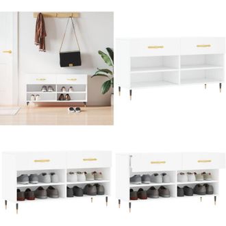vidaXL Vidaxl - Banc &agrave; chaussures blanc 102x35x55 cm bois ding&eacute;nierie - Meuble Range Chaussure - Banc Chaussure - Rangement Chaussures - Meuble Entr&eacute;e