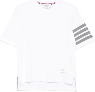Thom Browne Wei&szlig;es Gestreiftes T-Shirt mit Rundhalsausschnitt - - Tops - Damen - Wei&szlig; - L