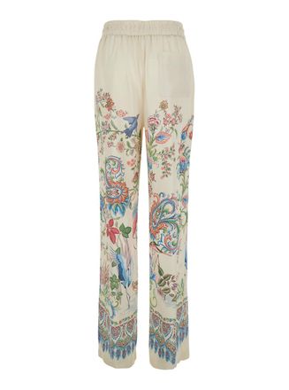 Etro Womens Trousers White Floral Tech Fabric Polyester