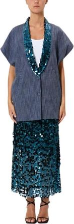 Pink Memories Femme, Jupes, Bleu, Taille: 46 FR Maxi Skirt