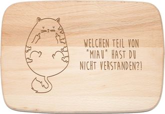 Mr. & Mrs. Panda Frühstücksbrett Katze Mittelfinger - Geschenk, Cats, Katzenprodukte, Schneidebrett, Schneidebrett Holz, Katzenmotiv