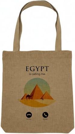 Fabulous Sac Shopping Tote Bag Aspect Lin - Egypt Is Calling Me Pyramid Desert - Sac de Courses Toile Epaisse 360g Beige Naturel Cabas Port&eacute; Epaule Solide Impr