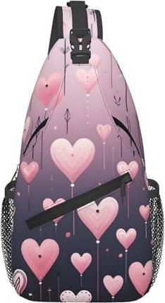 Generic Sacoche Homme Bandouliere Ballon en forme de coeur rose, amour romantique Mode Sac De Poitrine Polyester Crossbody Bag pour Homme Randonn&eacute;e Voyage