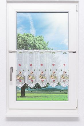 Plauener Spitze Scheibengardine Herbstbank (Bx H) 193.20cm * 40cm Rot/Mehrfarbig