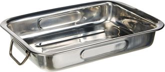 Ibili Ibili 651425 Bräter mit Griffen aus Edelstahl, Silber, 25 x 19 x 5.5 cm