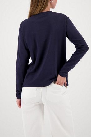 Monari Langarmshirt Rundhalsausschnitt, Regular Fit, mit Strasssteinen