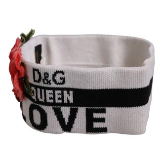 Dolce & Gabbana Femme, Accessoires, Blanc, Taille: ONE Size Queen Love Floral Applique Headband