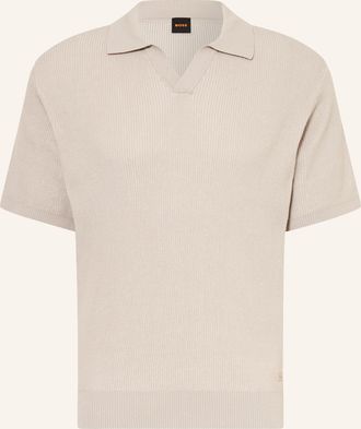 HUGO BOSS Strick-Poloshirt Aravolo grau