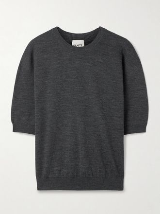 Khaite Faye Kurzärmeliger Pullover Aus Wolle - Grau